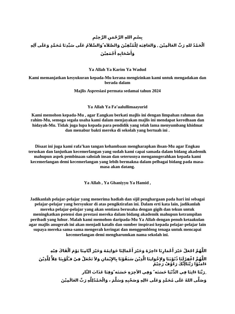 Doa Majlis Anugerah Pdf
