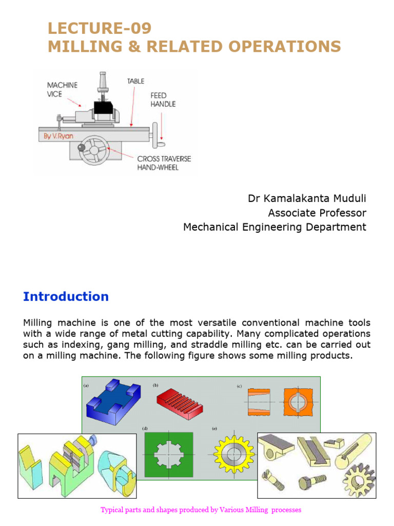 Lecture-09 Milling & Related Operations: DR Kamalakanta Muduli ...