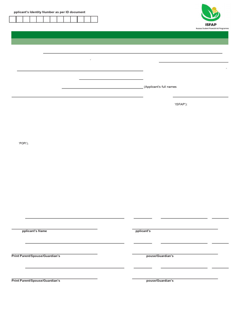 ISFAP Funding Application Consent Form | PDF | Affidavit | Private Law