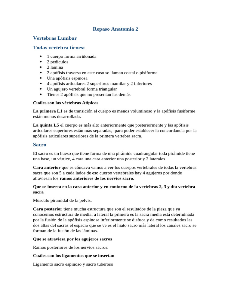 Repaso Anatomía 2 | PDF