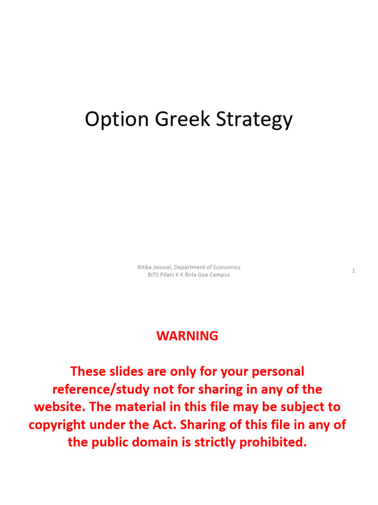 Option Greek Strategy (Class 12 and 13) | PDF | Greeks (Finance ...