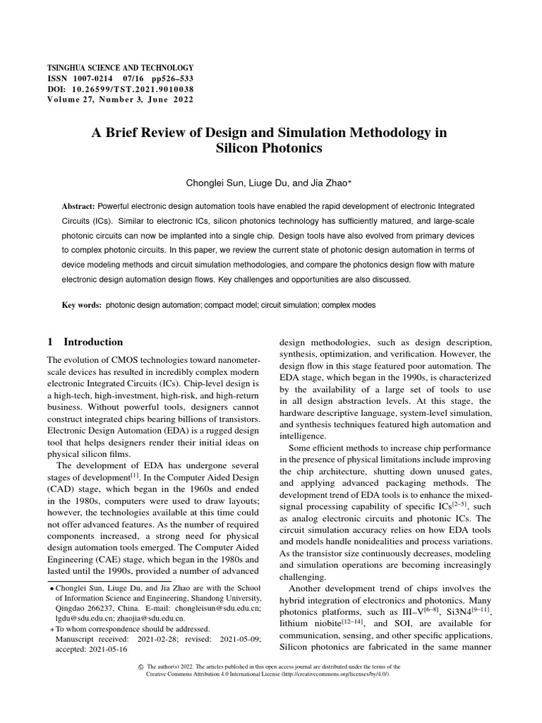 A Brief Review of Design and Simulation Methodology in Silicon Photonics | PDF