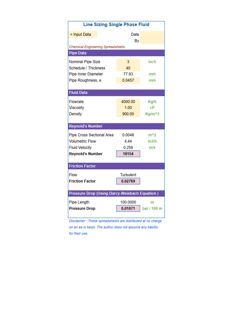 Line Sizing Single Phase Fluid | PDF