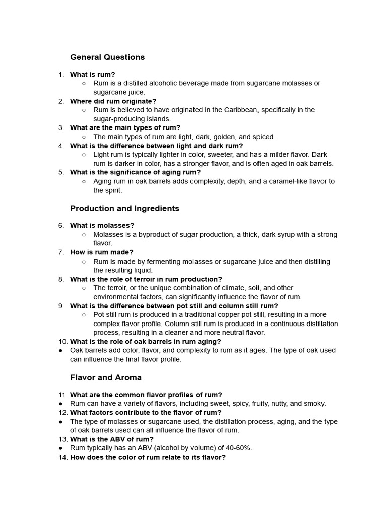 General Rum Knowledge | PDF