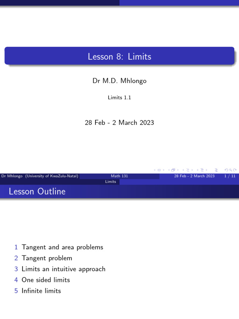 Lesson8 Limits1 1 | PDF