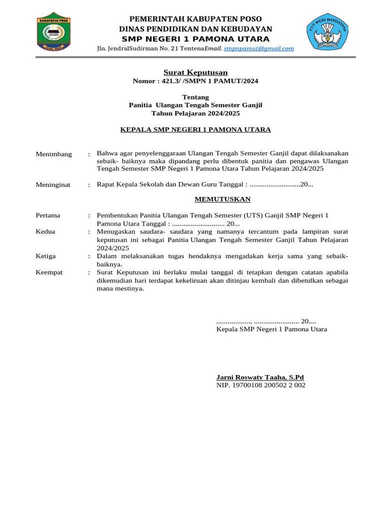 SK PANITIA UTS-PTS | PDF