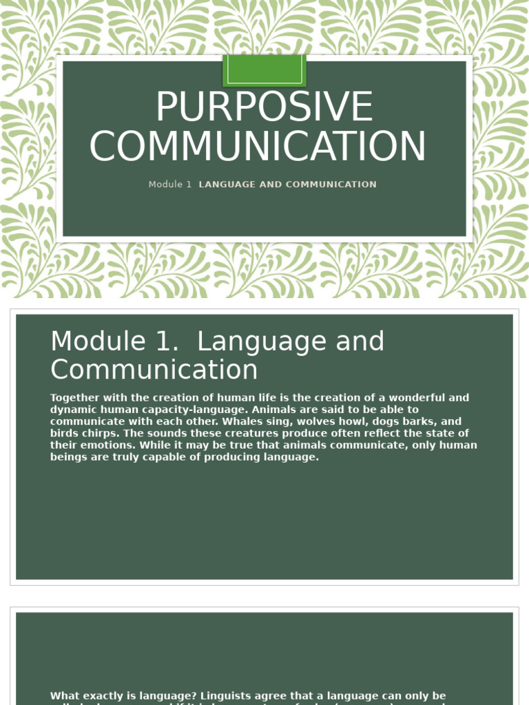 Purposive Communication Module 1 | PDF