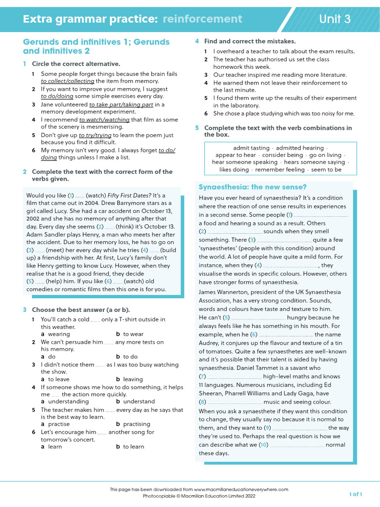 B2PLUS U3 Extra Grammar Practice Reinforcement | PDF