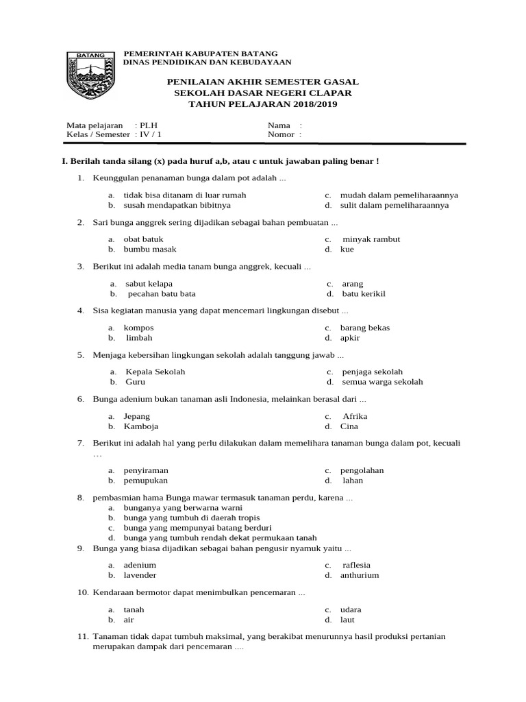 STS 1 PLH Kelas 4 | PDF