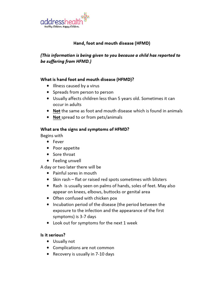 Hand, Foot and Mouth Disease (HFMD) | PDF | Public Health | Lifestyle