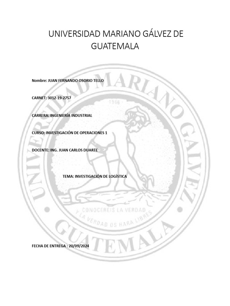 Investigacion Logistica IO1 | PDF