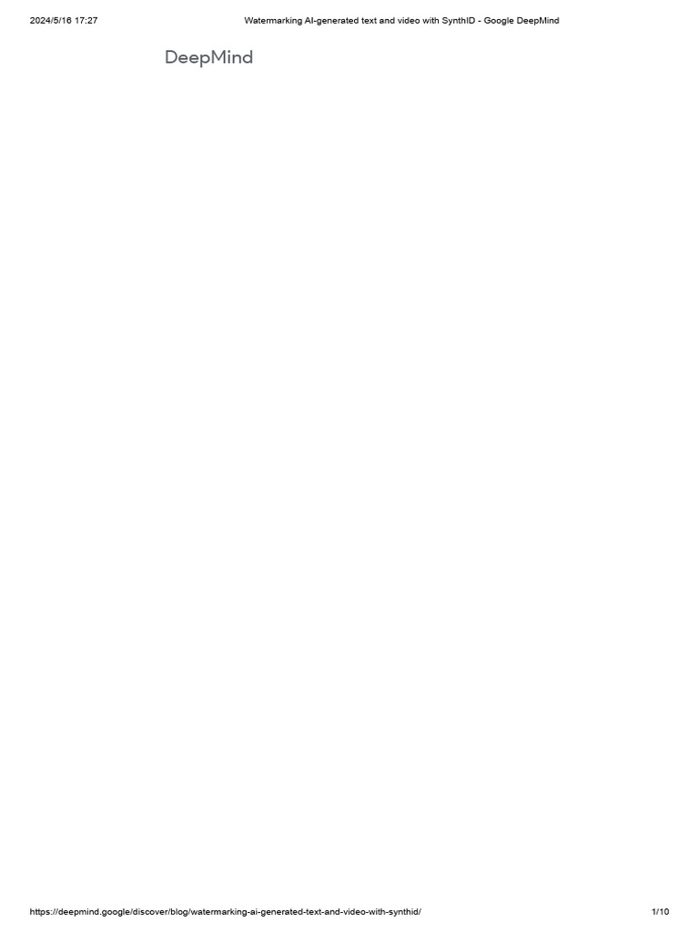 Watermarking AI-generated Text and Video With SynthID - Google DeepMind | PDF