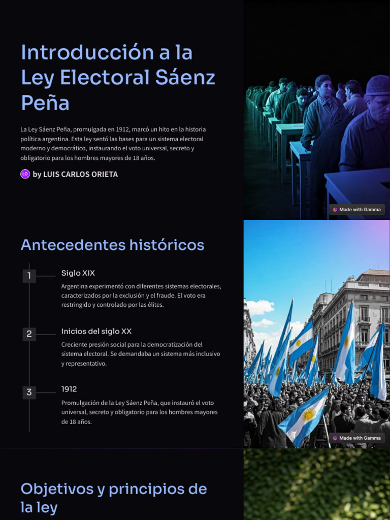 Introduccion A La Ley Electoral Saenz Pena | PDF | Votación | Política
