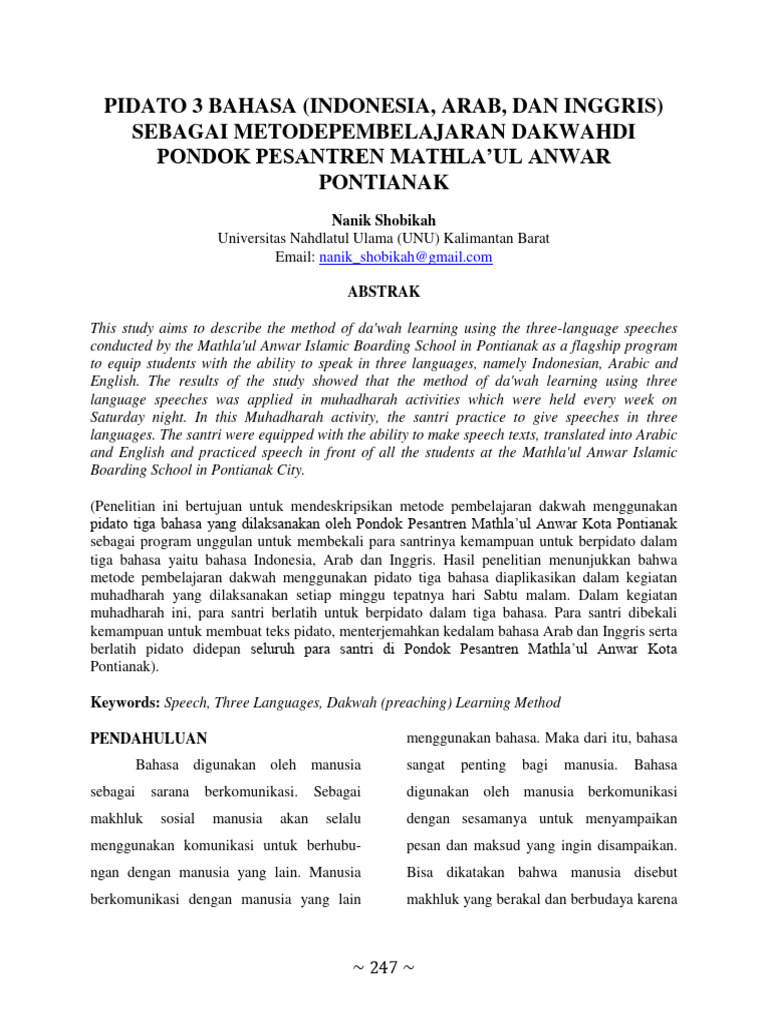 Pidato 3 Bahasa Indonesia Arab Dan Inggr | PDF
