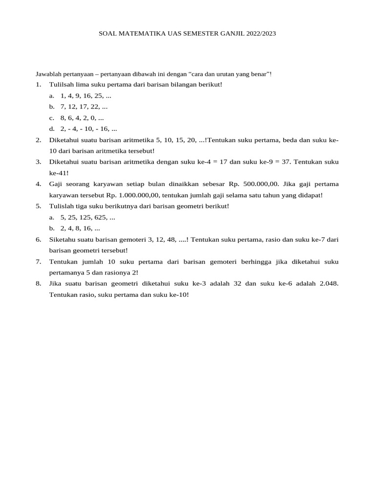 SOAL UAS GANJIL XI 2022 Al Akhyar | PDF