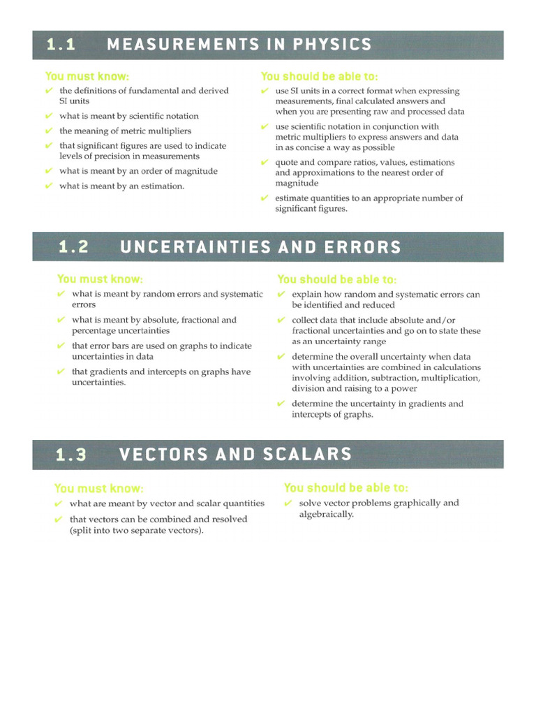 Topic 1 Summary (IB PHYSICS) | PDF