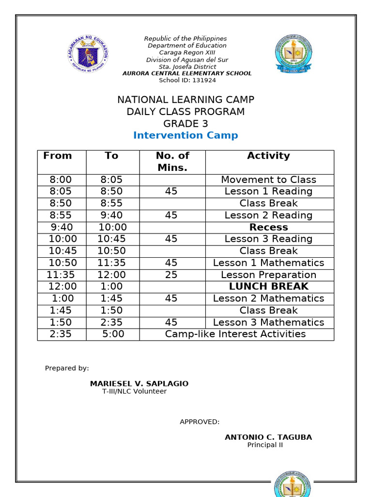 NLC Class Program | PDF | Learning | Play (Activity)