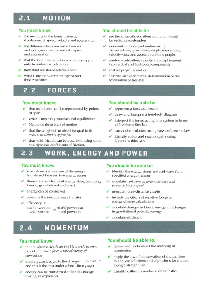 Topic 2 Summary (IB PHYSICS) | PDF