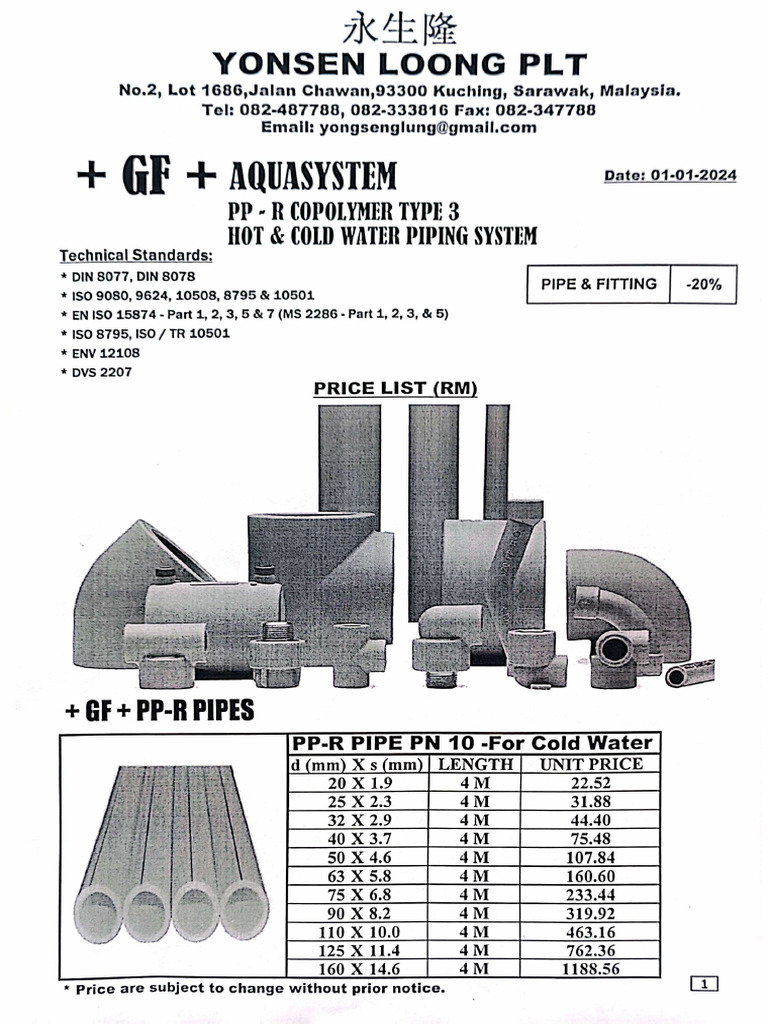 Pricing For PPR Pipe Include Fitting | PDF
