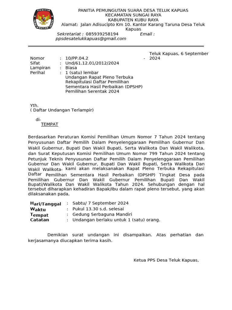 03 Draft Undangan DPHP Pps - PPK | PDF