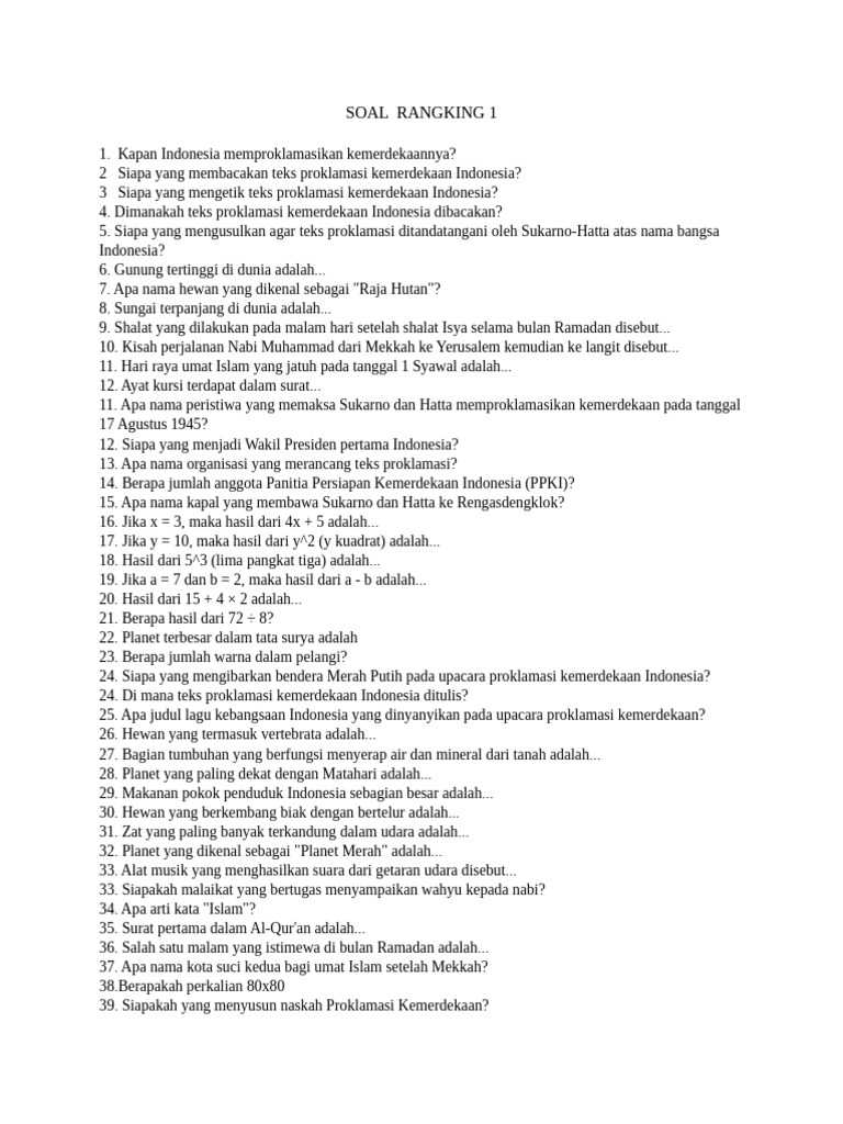 100 Soal Rangking 1 | PDF