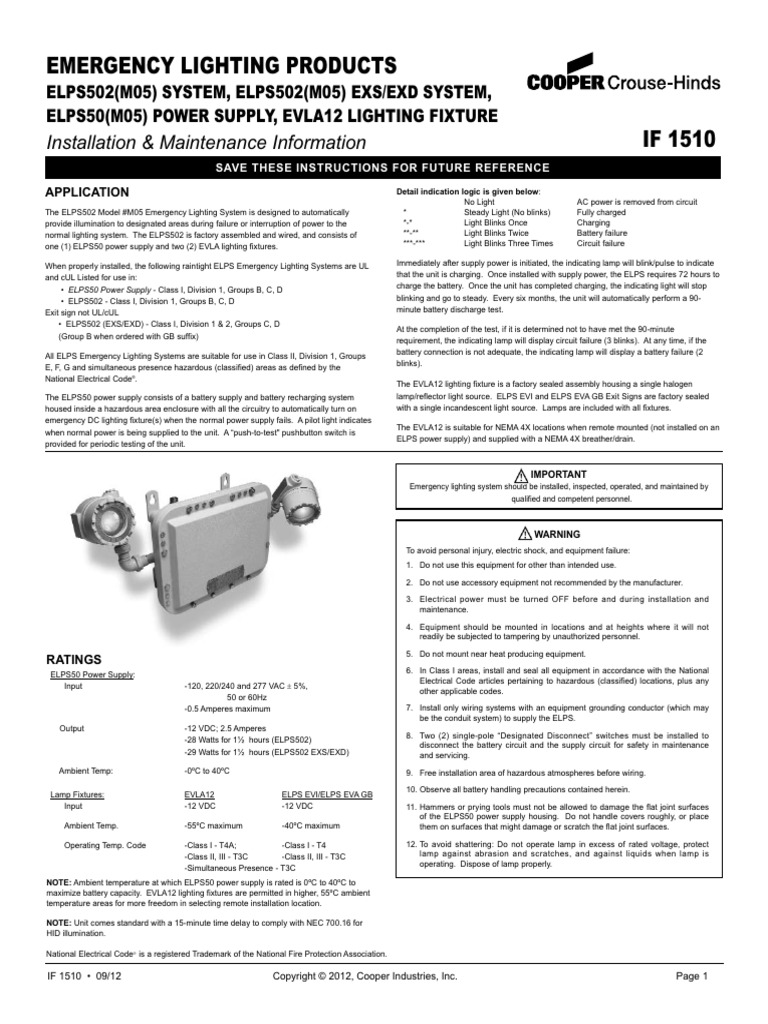 Crouse Hinds If1510 Instruction Sheet | PDF