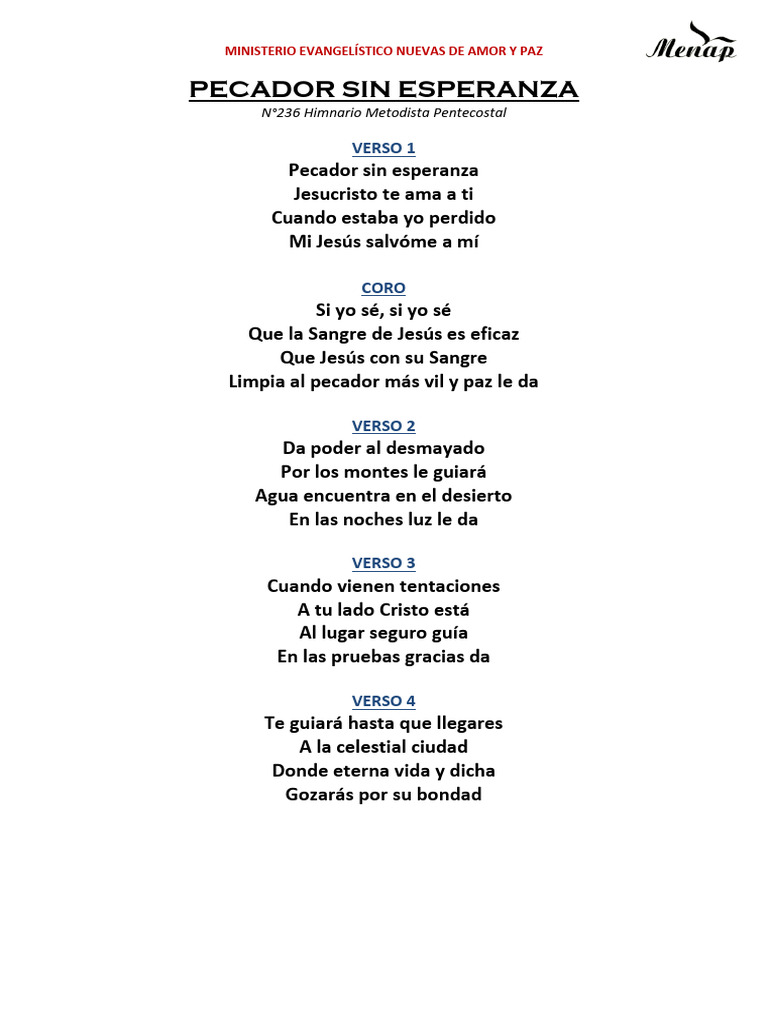 236 - Pecador Sin Esperanza - Letra | PDF