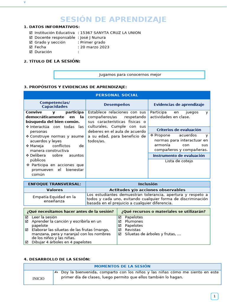 Sesiones de Aprendizaje - EDA I Semana 2 - Editora Quipus Perú | PDF