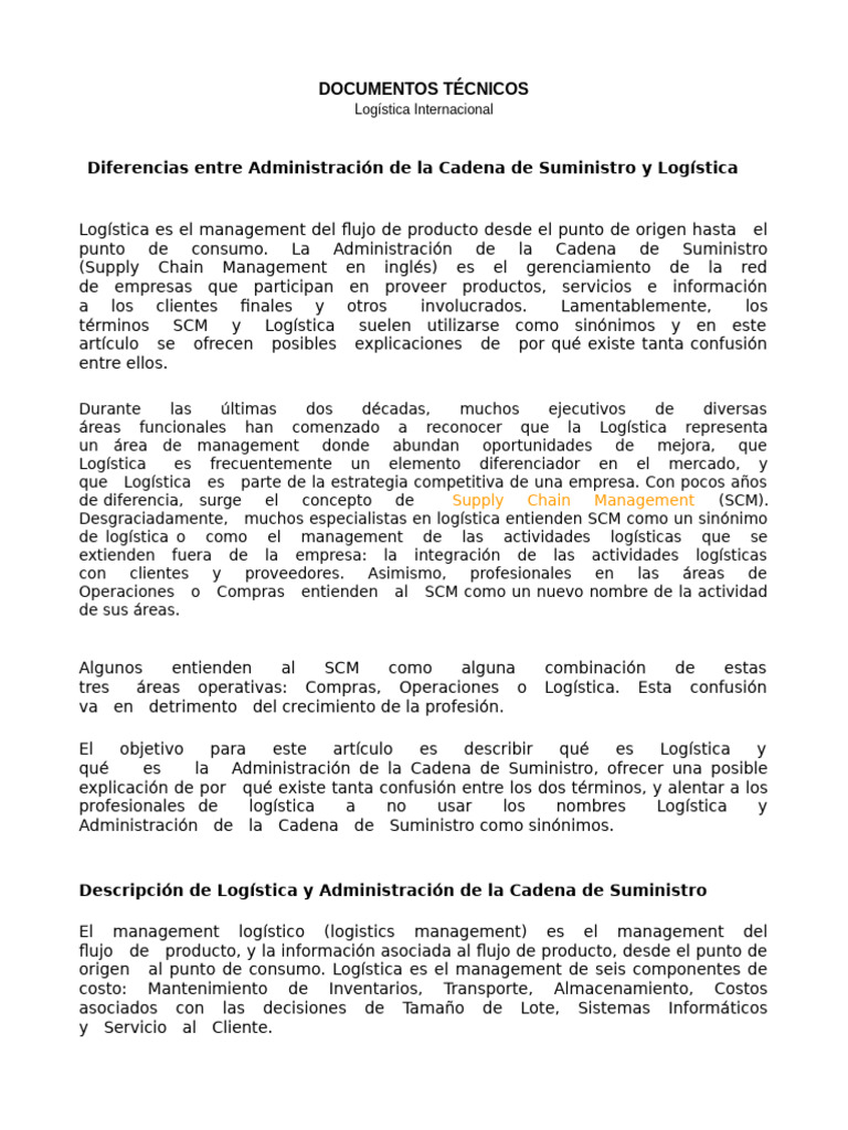 Documentos Tecnicos Logística Internacional | PDF