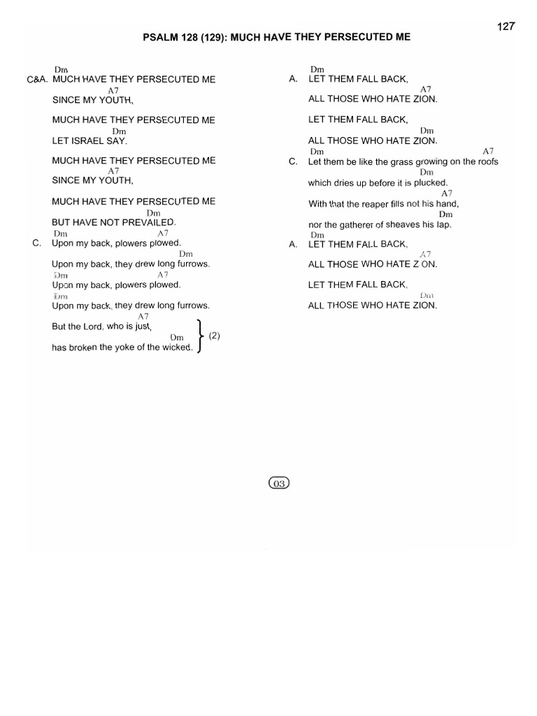 127 - Psalm - Much Have They Persecuted Me | PDF