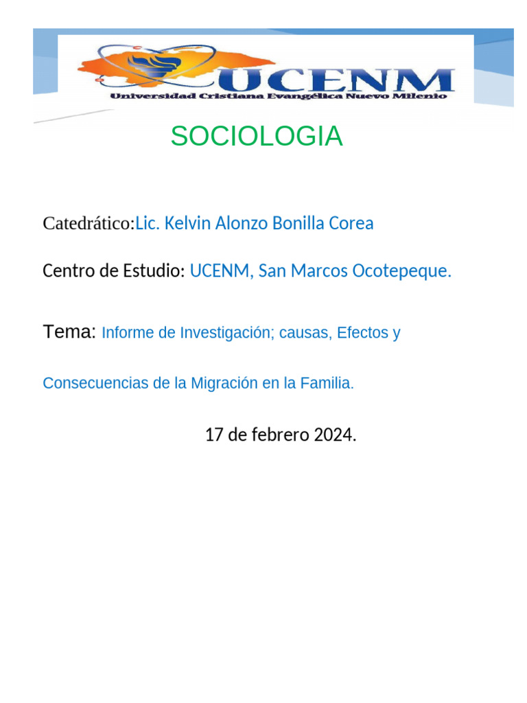 informe causas y efectos de la migracion,sociologia | PDF informe causas y efectos de la migracion,sociologia | PDF