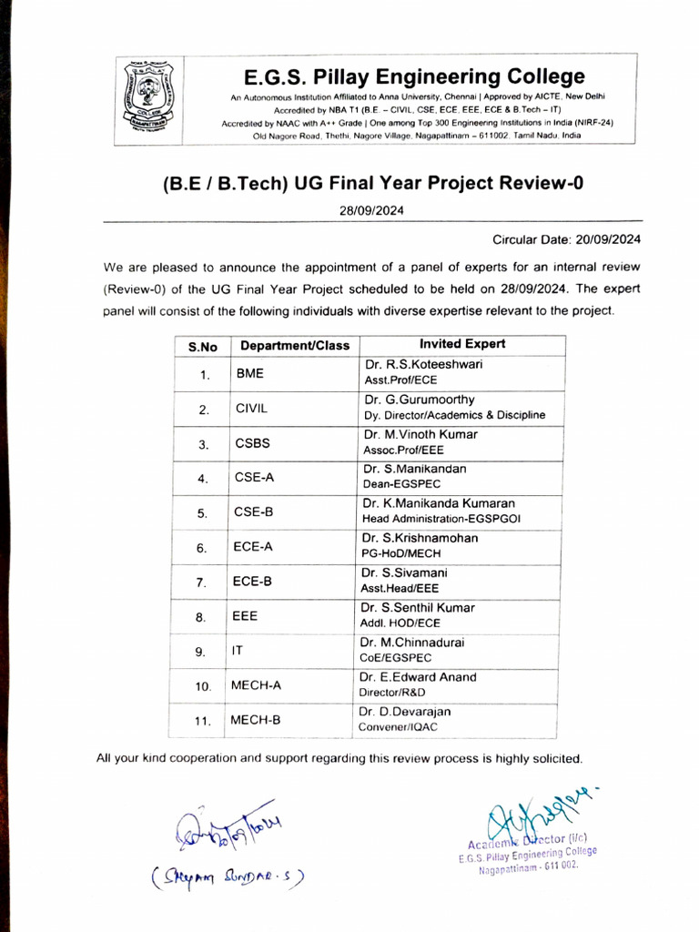 Circular - IV Project Review | PDF