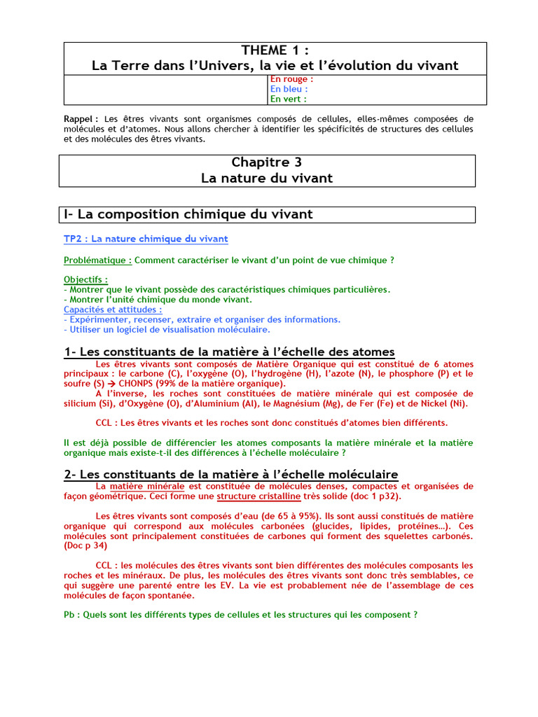 THEME 1 Chapitre 3 Vivant Eleves | PDF THEME 1 Chapitre 3 Vivant Eleves | PDF