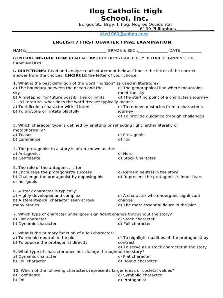 Grade 8 Values Ed 1st Qtr. Final Exam | PDF