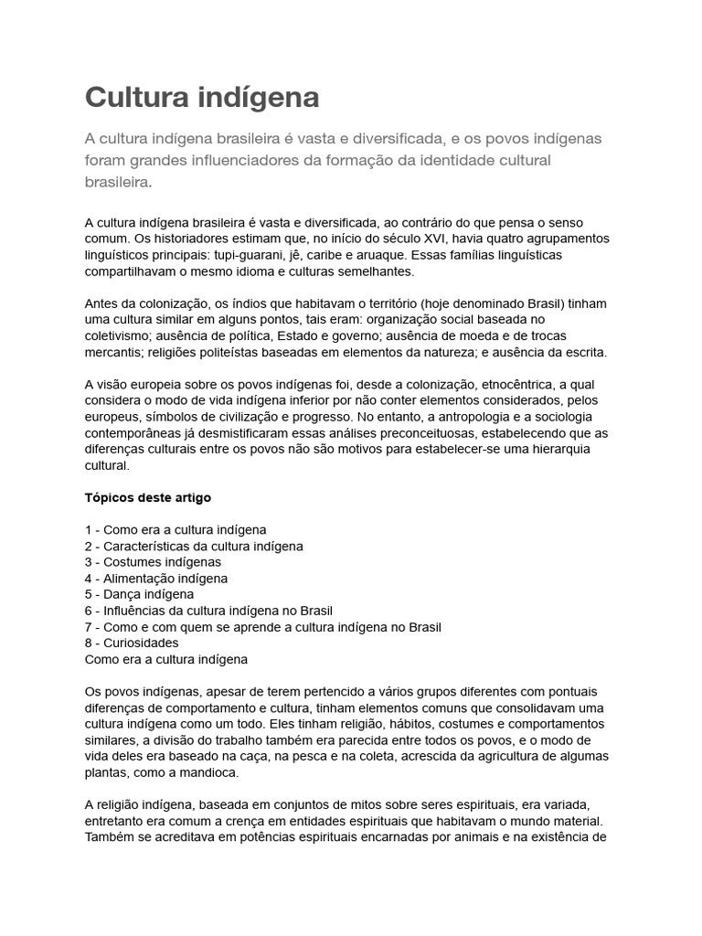 Cultura indígena | PDF