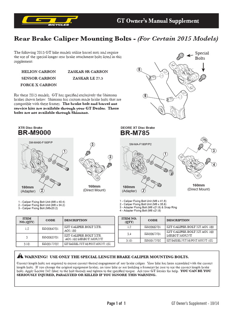 2015 Rear Brake Caliper Mounting Bolts 1 | PDF | Screw | Automotive ...