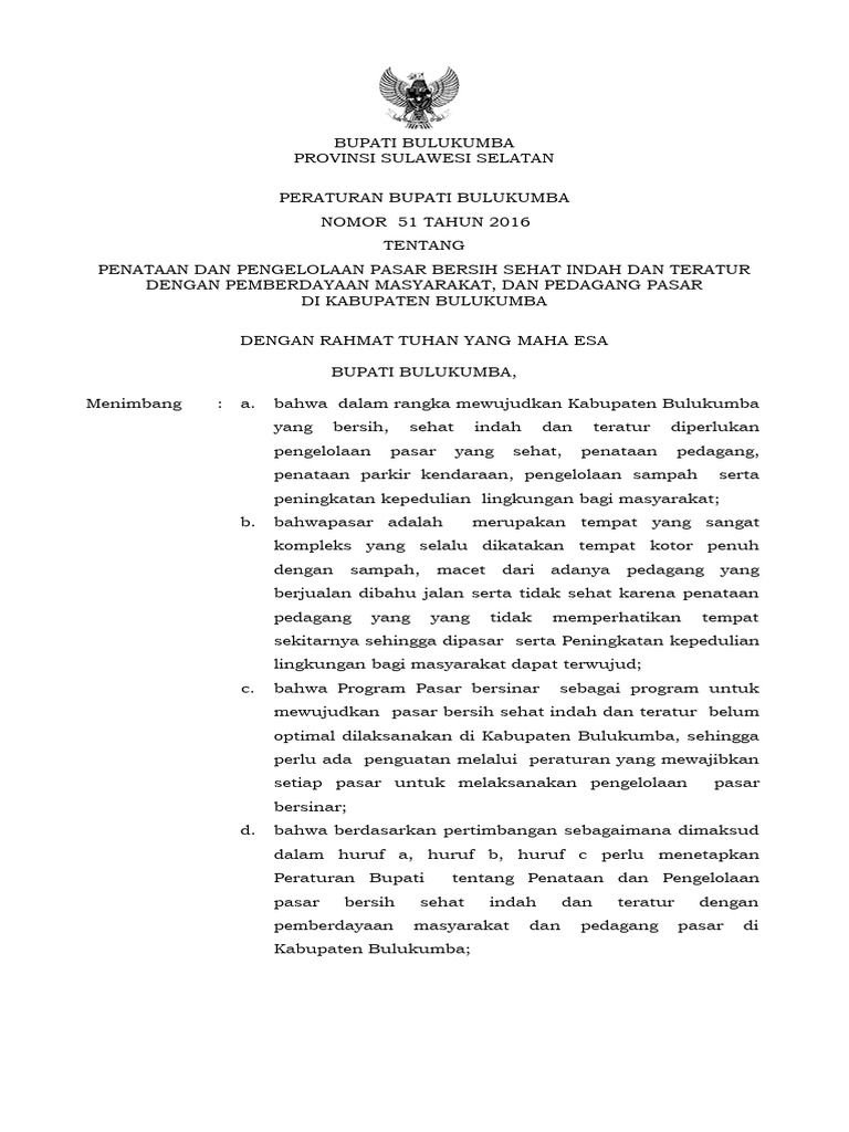 Perbup Bulukumba Nomor 51 Tahun 2016 Lampiran | PDF