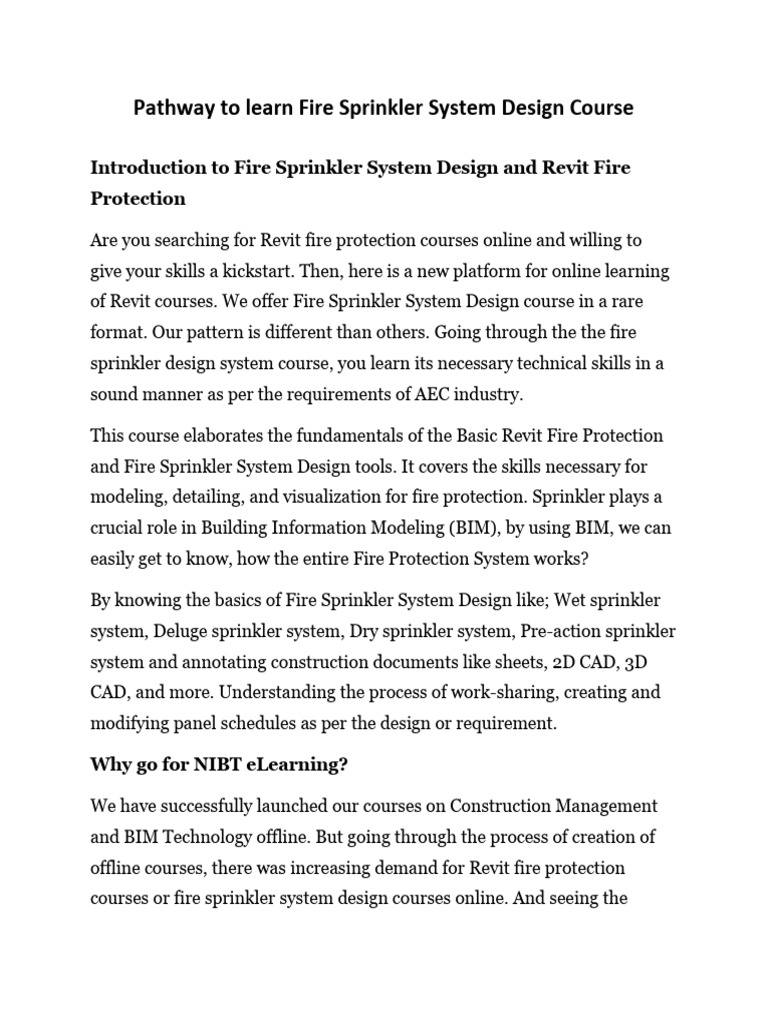 Pathway to Learn Fire Sprinkler System Design Course | PDF
