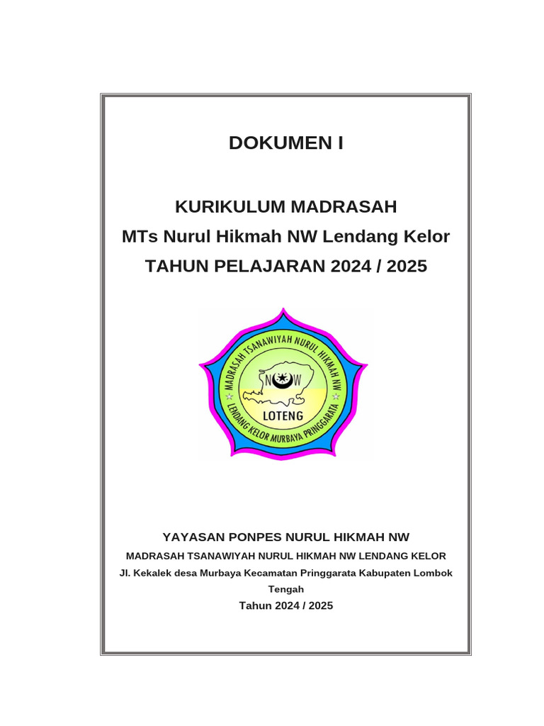 Buku Dokumen I KTSP MTs | PDF