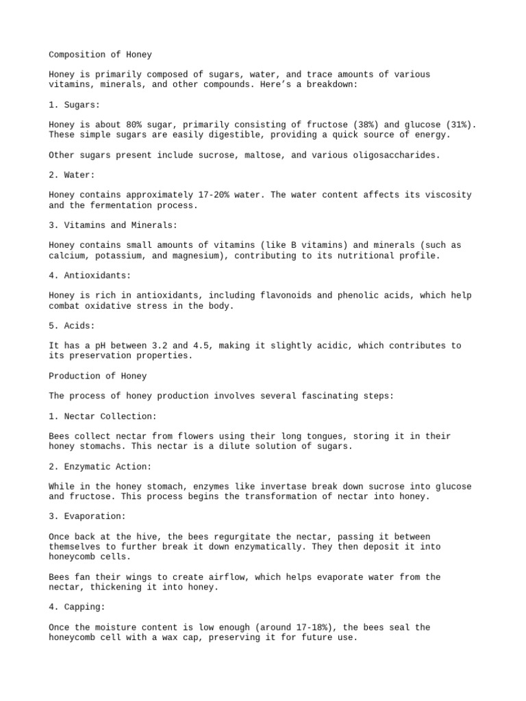 Composition of Honey - 240926 - 224359 | PDF | Honey | Carbohydrates