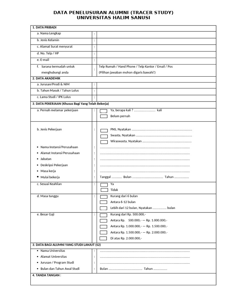 Form Tracer Study Uhs | PDF