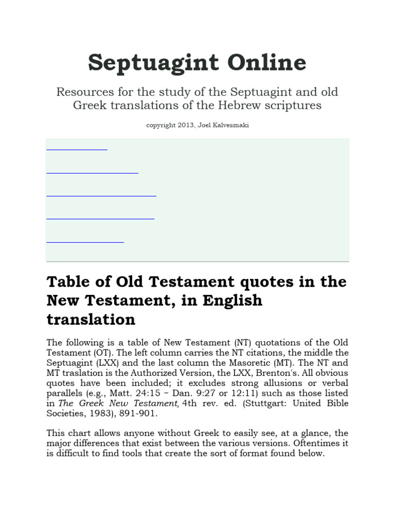 Online Resources for the Septuagint | PDF | Septuagint | Thou
