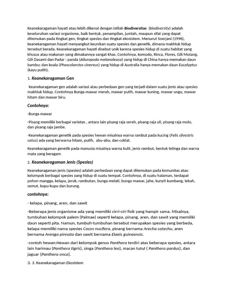 Keanekaragaman Hayati Atau Lebih Dikenal Dengan Istilah Biodiversitas | PDF