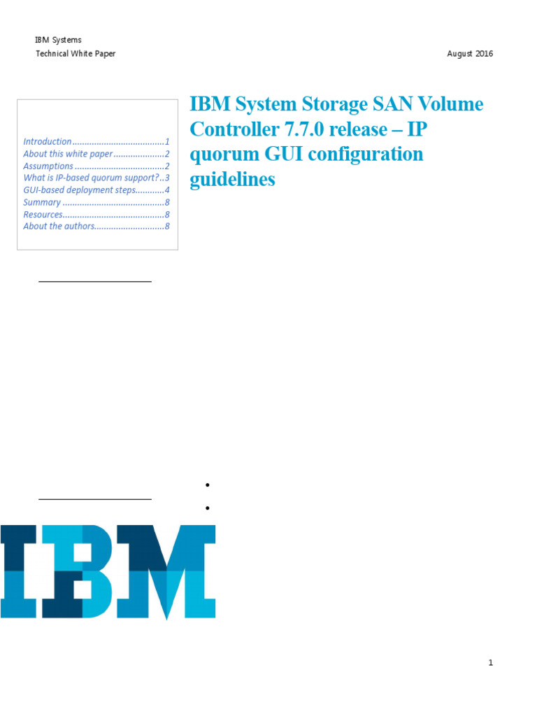 Ibm System Storage San Volume Controller 7 7 0 Release Ip Quorum Gui
