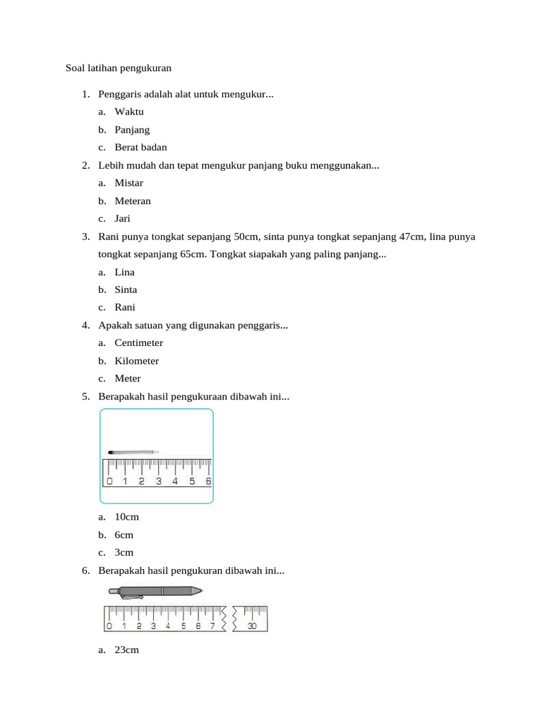 Soal Latihan Pengukuran | PDF
