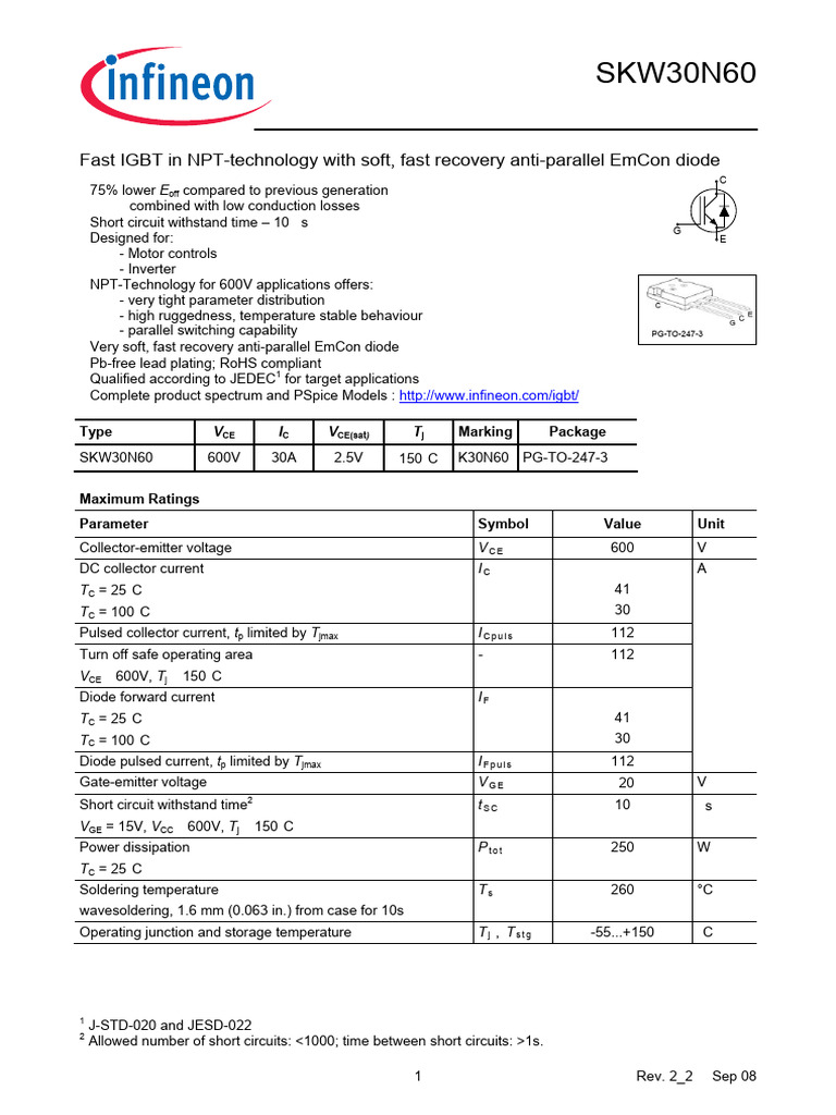 30N60 Igbt Nguon Xung Class D | PDF