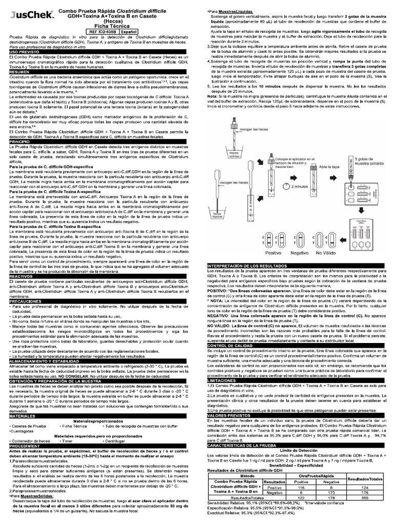 Clostridium Difficile GDH +Toxina a +Toxina B | PDF