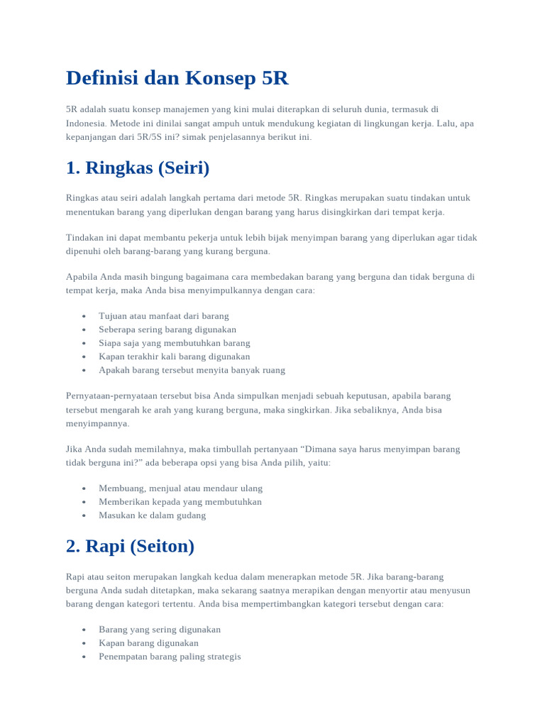 Definisi Dan Konsep 5R | PDF