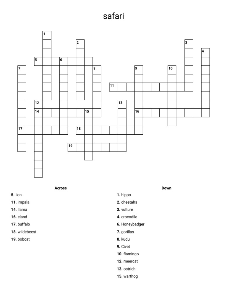 Safari - Crossword Labs | PDF