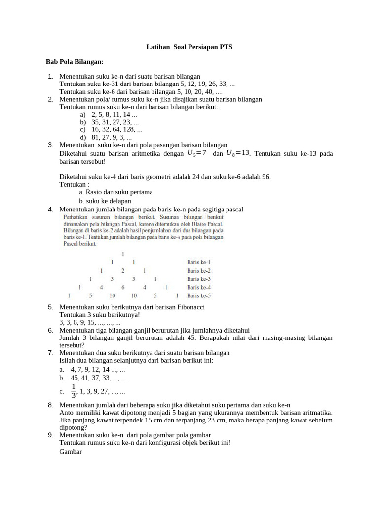 Latihan Soal Persiapan PTS | PDF